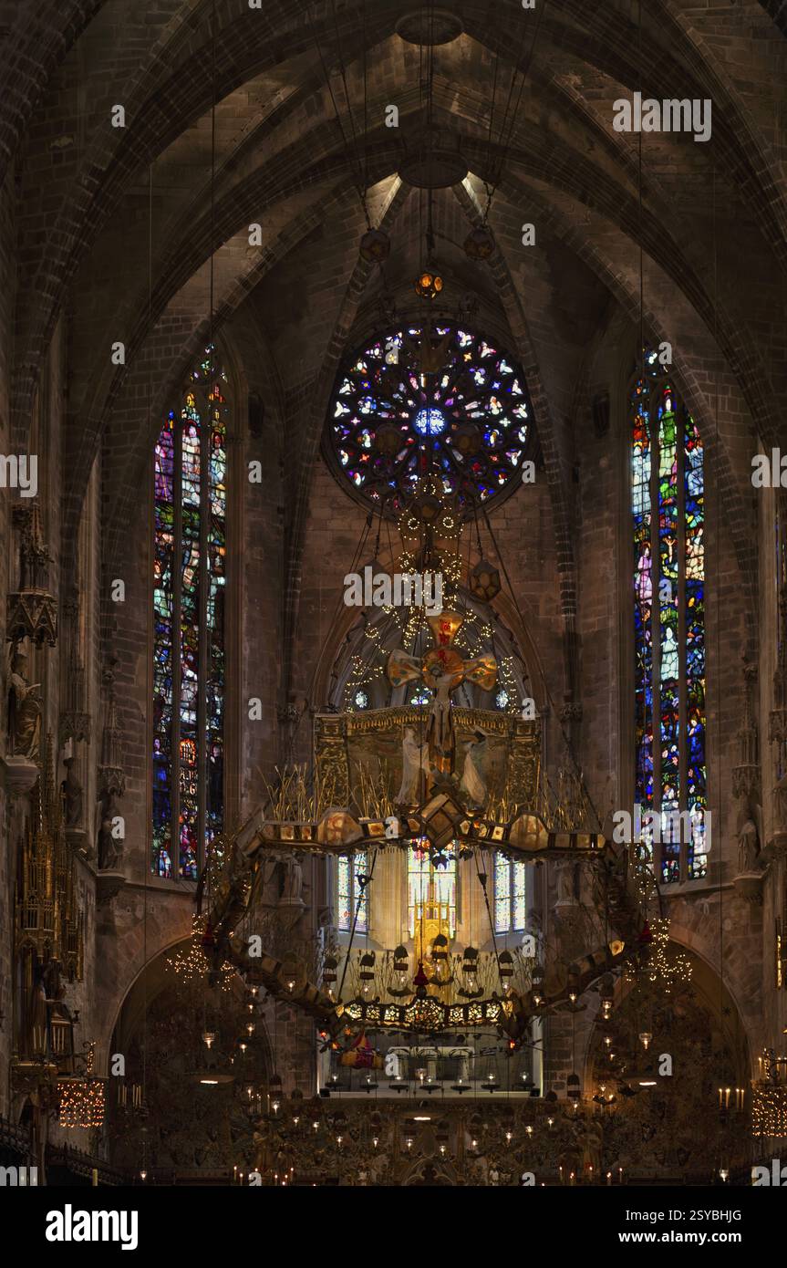 Choir designed by Antoni Gaudi, interior view, La Seu, Basilica de ...