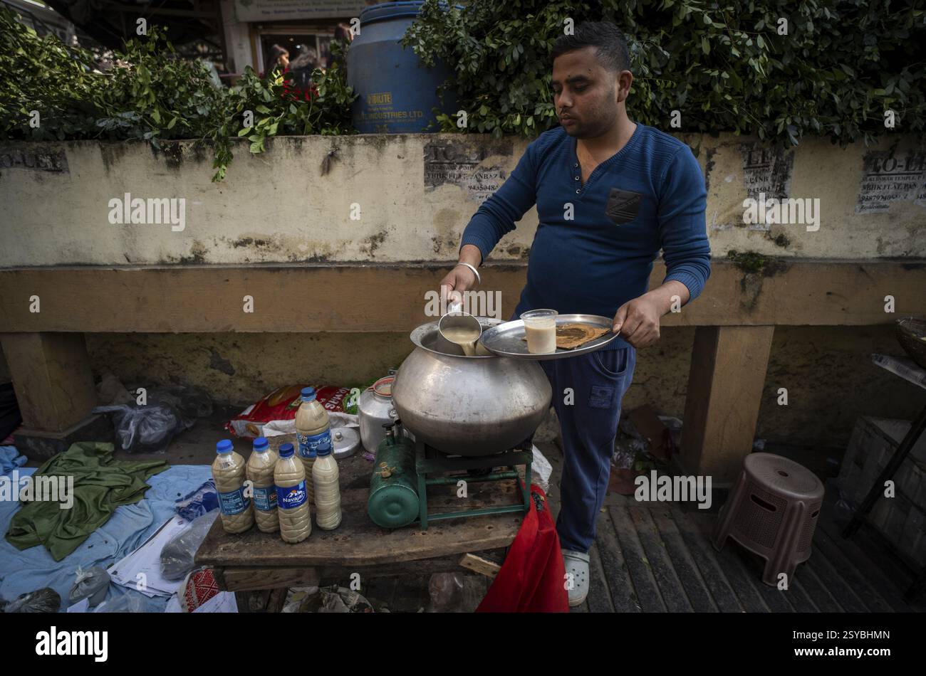 A street vendor sells Ghota, a cannabis-based drink, on the occasion of ...