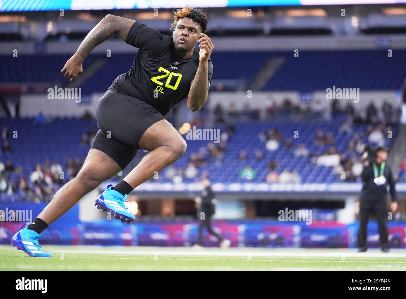 Florida defensive lineman Cam Jackson runs a drill at the NFL football ...