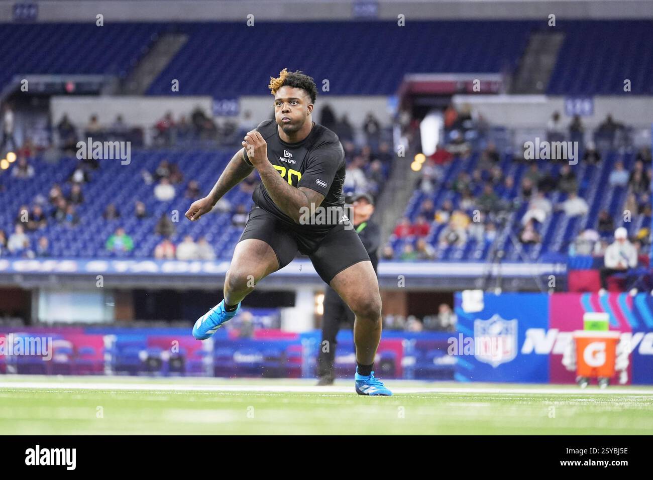 Florida defensive lineman Cam Jackson runs a drill at the NFL football ...