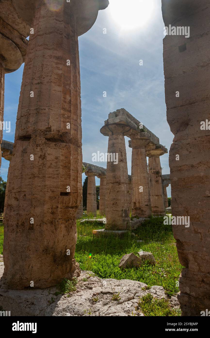 The interior or "naos" of the First Temple of Hera, also known as the ...