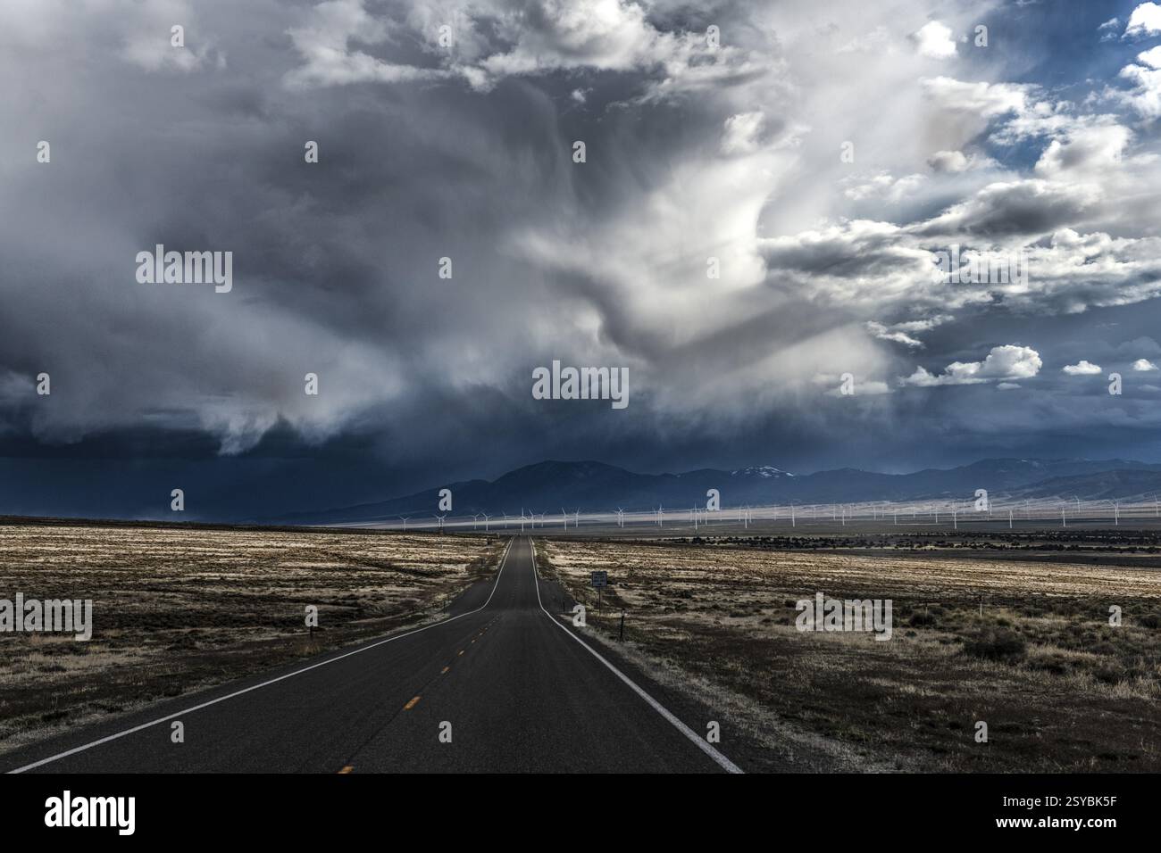 Wild thunderstorm and rain clouds over the Great Basin Highway US 93 ...