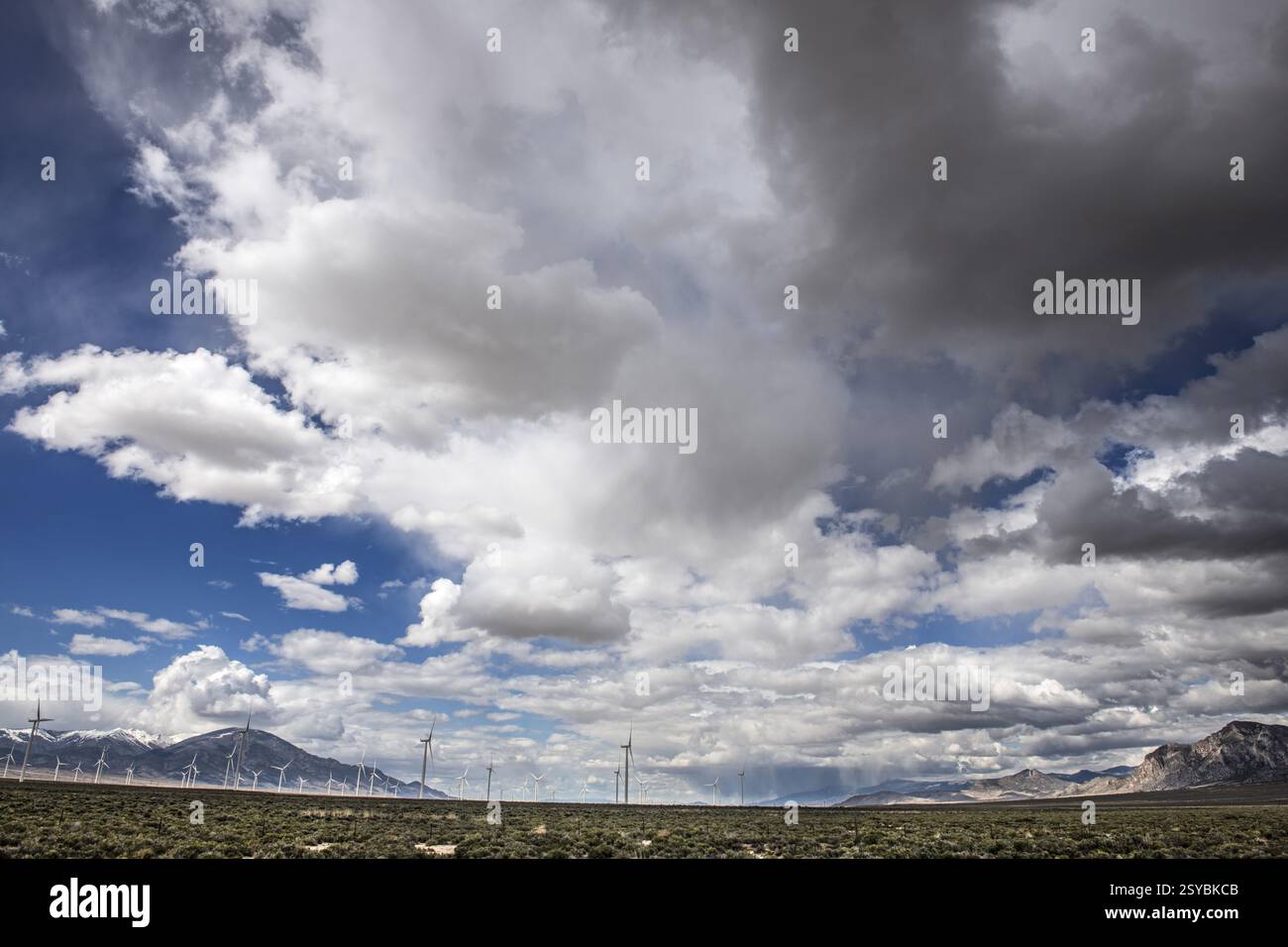 Wind turbines during a storm on Highway 50, Loneliest Road in America ...