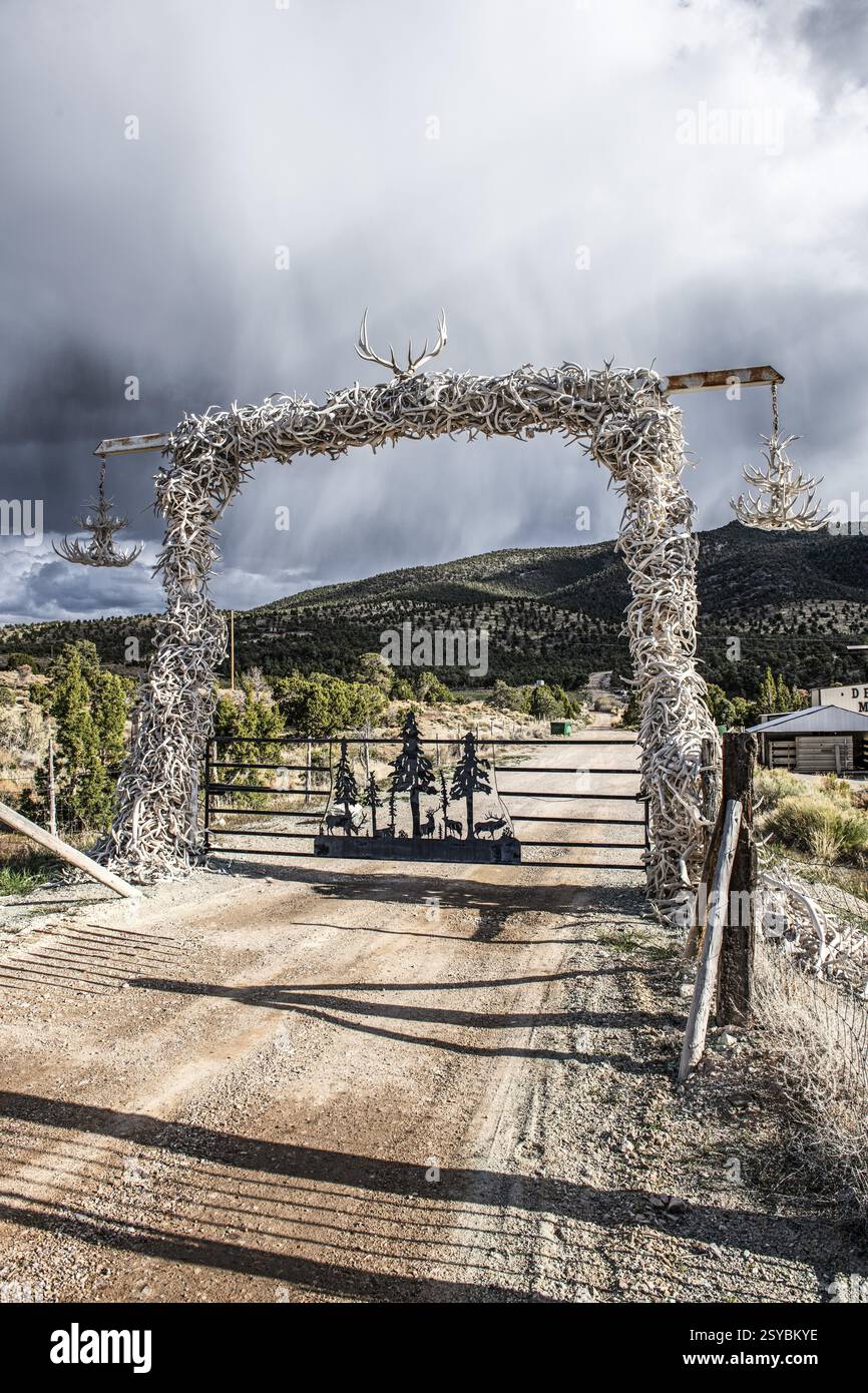 Bar X Meats ranch with Tor tor constructed of thousands of antlers ...