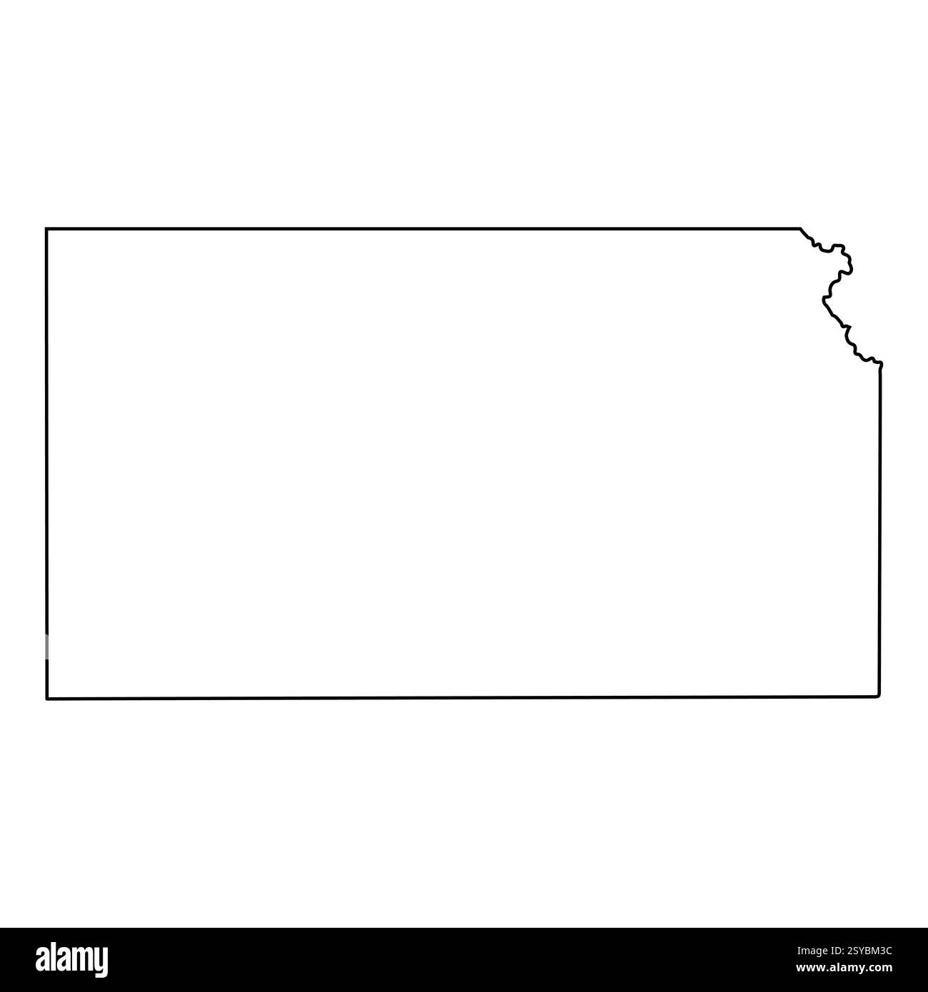Sleek Kansas Outline, Minimalist State Map in Black Silhouette Stock ...