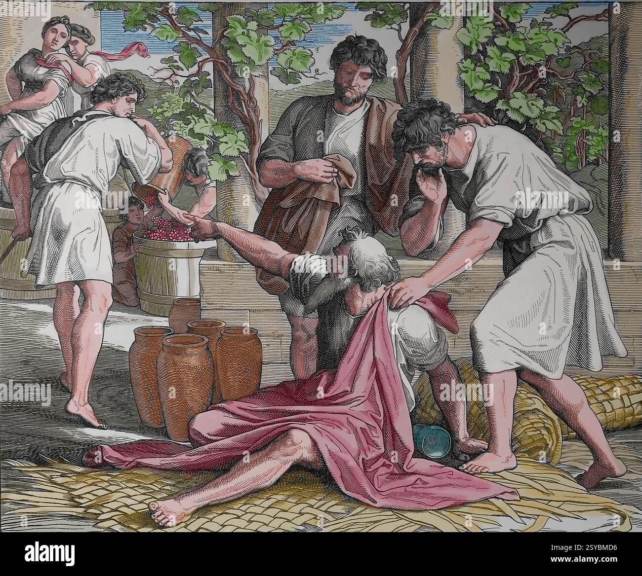 Old Testament. Ham is cursed by his father. Genesis. Illustration by J ...