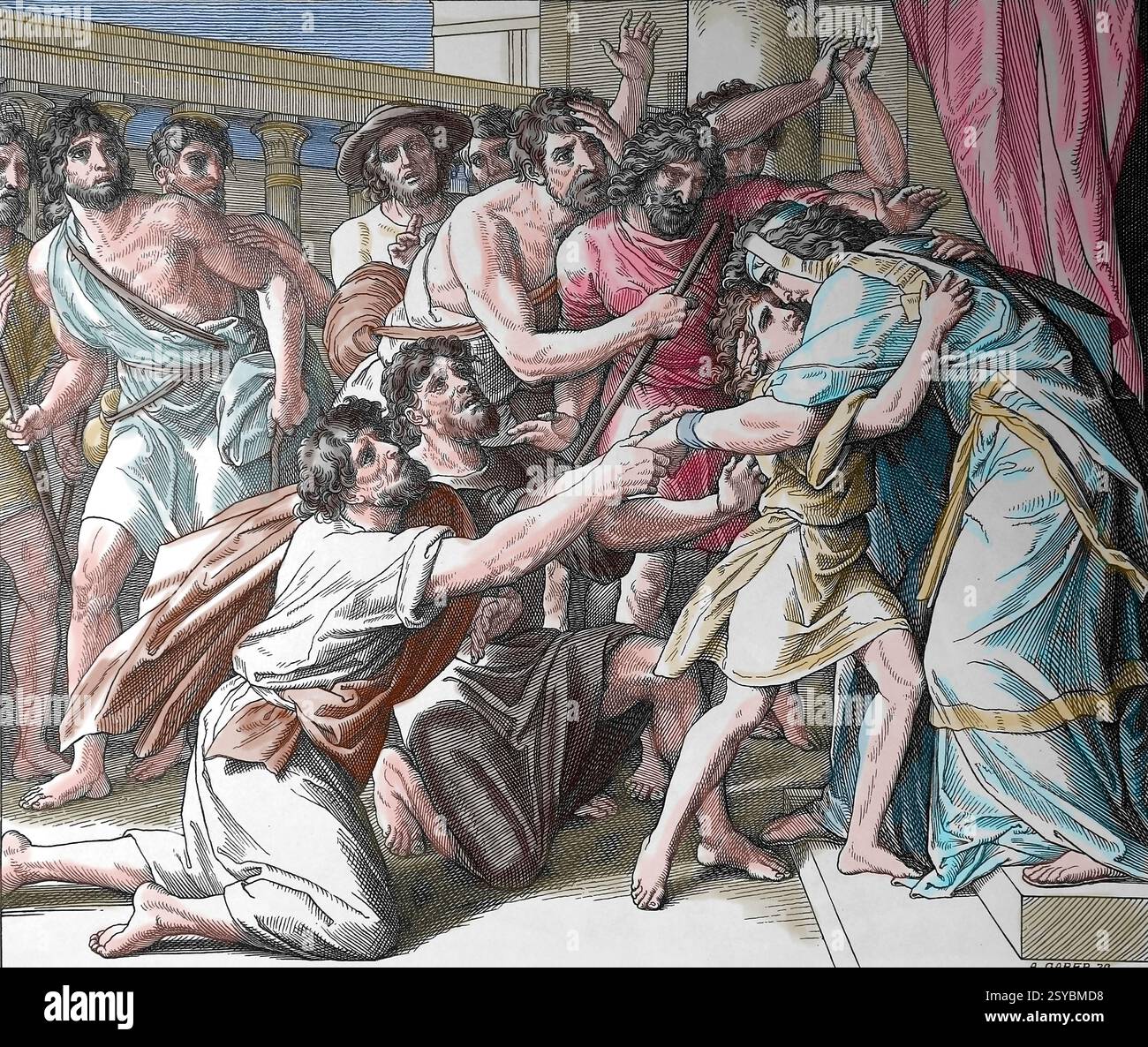 Old Testament. Joseph reunited with his brothers. Genesis. Illustration ...