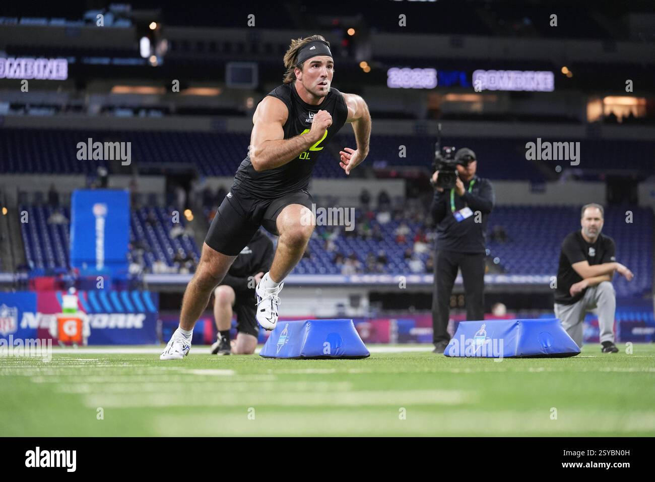 BYU defensive lineman Tyler Batty runs a drill at the NFL football ...