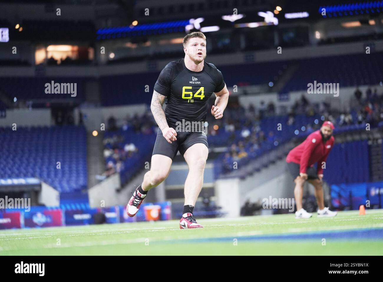 Ohio State defensive lineman Jack Sawyer runs a drill at the NFL ...