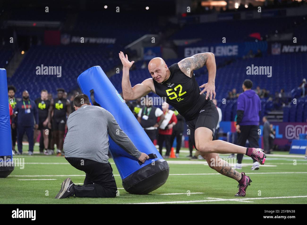 Arkansas defensive lineman Landon Jackson runs a drill at the NFL ...