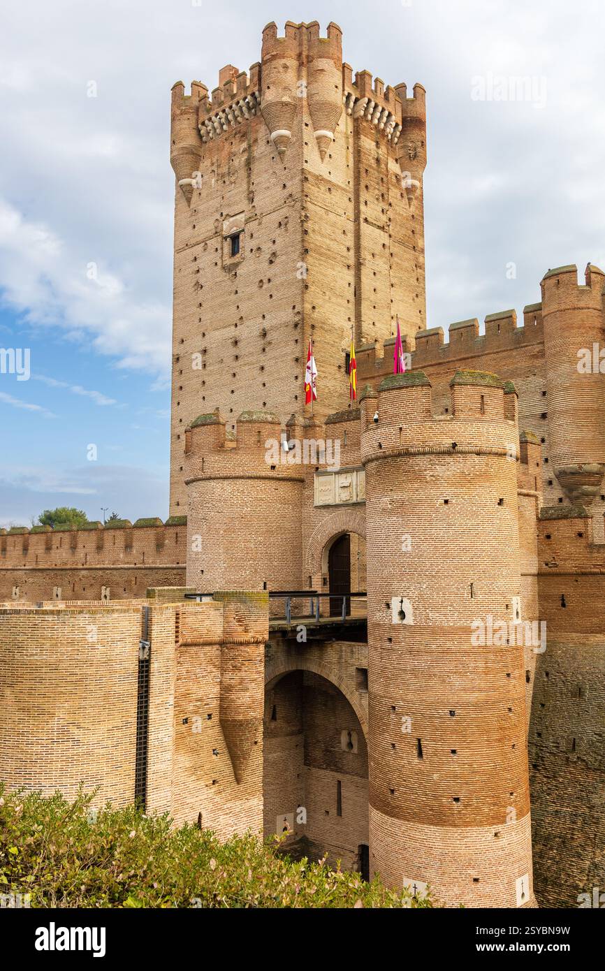 The main tower and walls, the bridge over the moat, and the gates of ...
