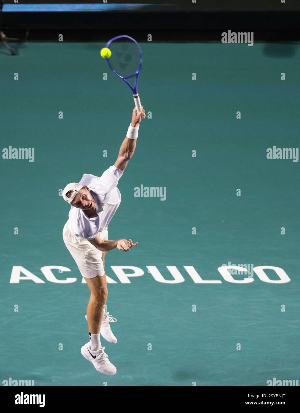 Acapulco, Mexico. 27th Feb, 2025. Denis Shapovalov of Canada serves during the singles ...