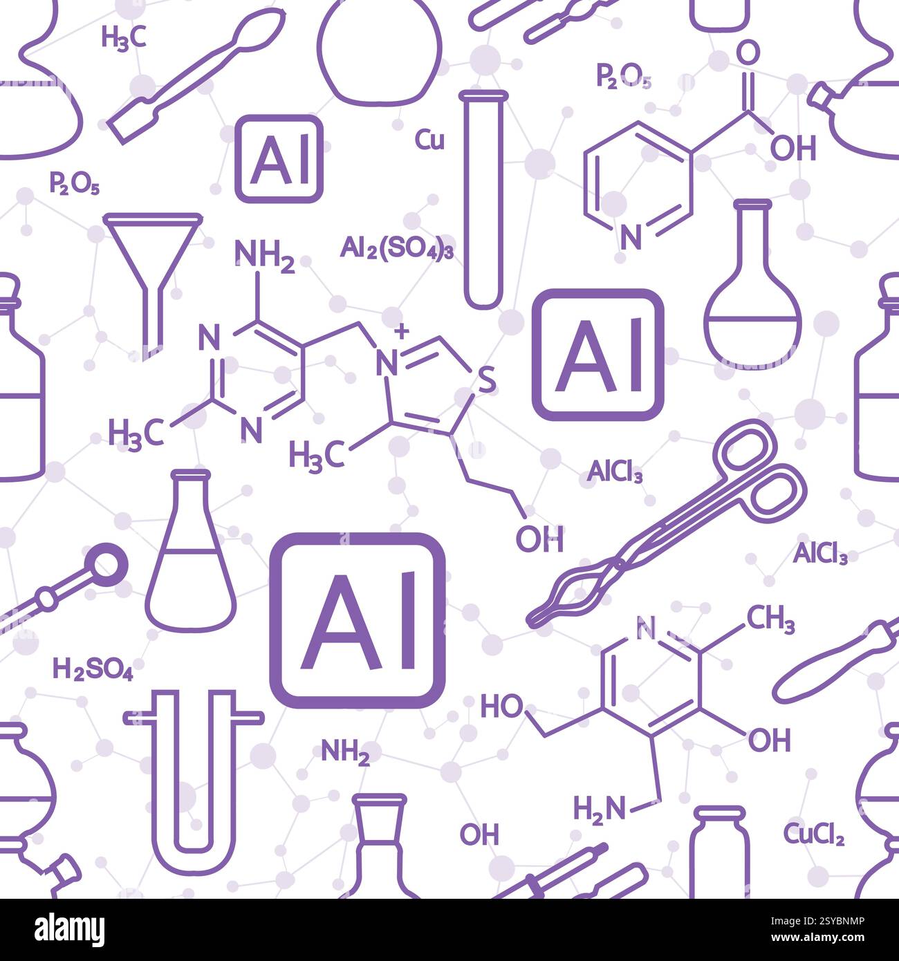 Seamless pattern Use an artificial intelligence in Science. AI helps to ...