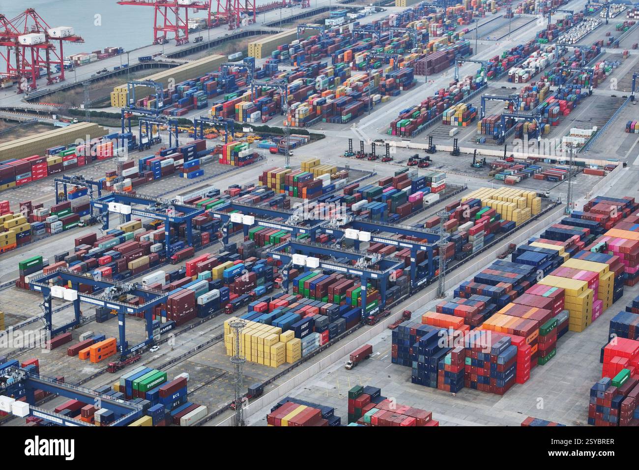 Containers are stacked at the Longtan Container Terminal of Nanjing ...