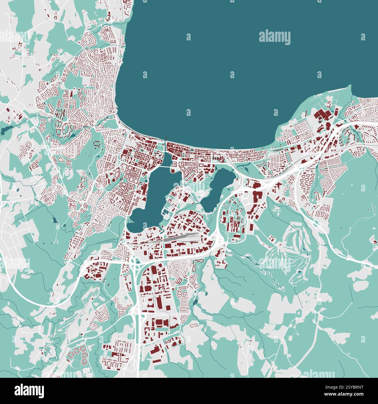 Map of Jonkoping, Sweden. Detailed city vector map with buildings ...
