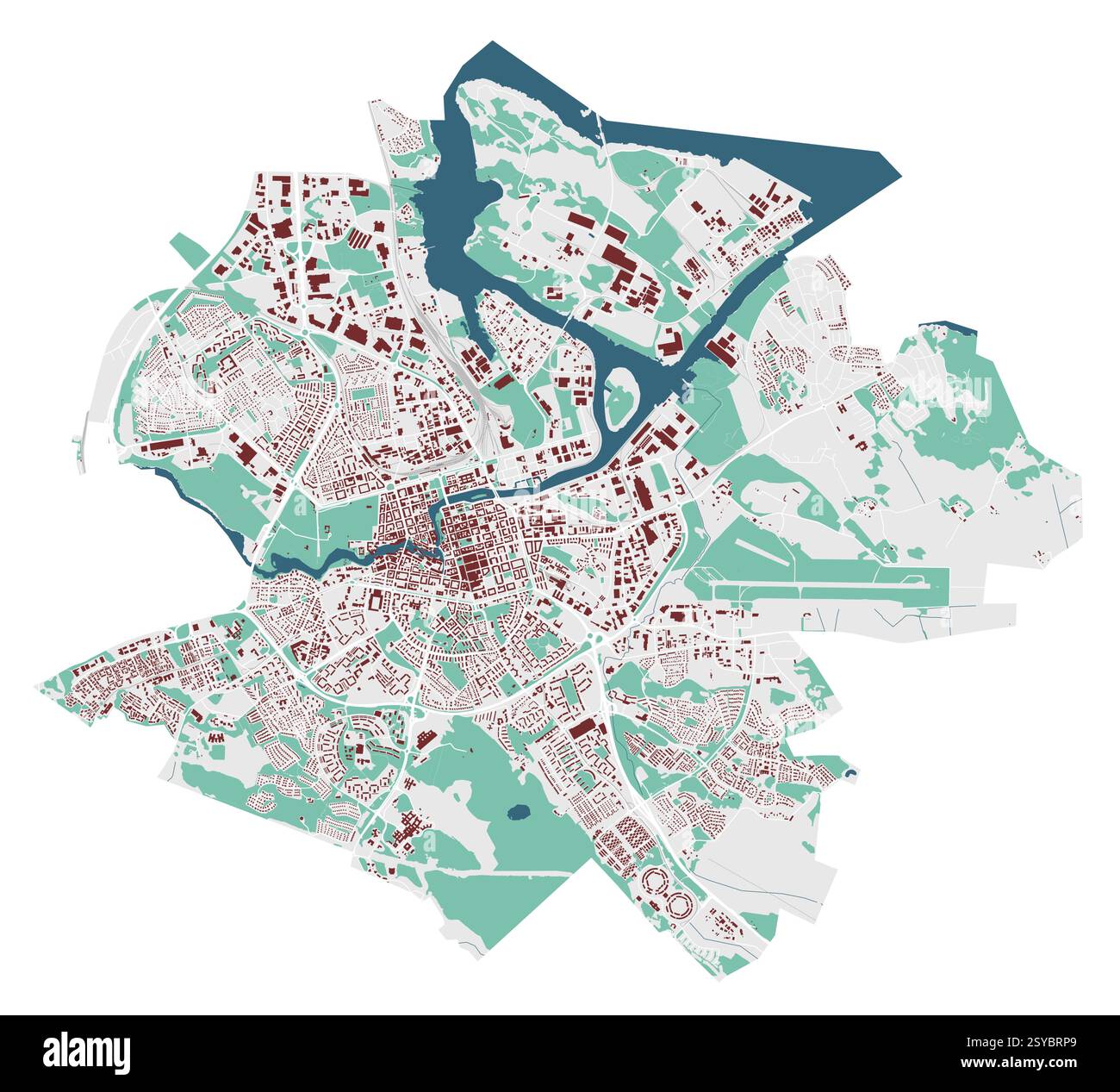 Map of Norrkoping, Sweden. Detailed city vector map with buildings ...