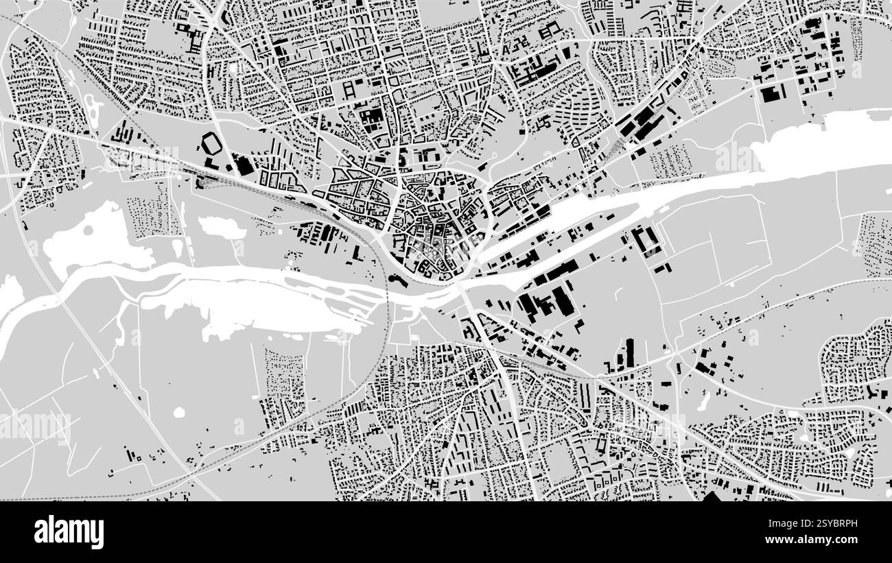 Map of Randers, Denmark. Detailed city vector map, municipality area ...
