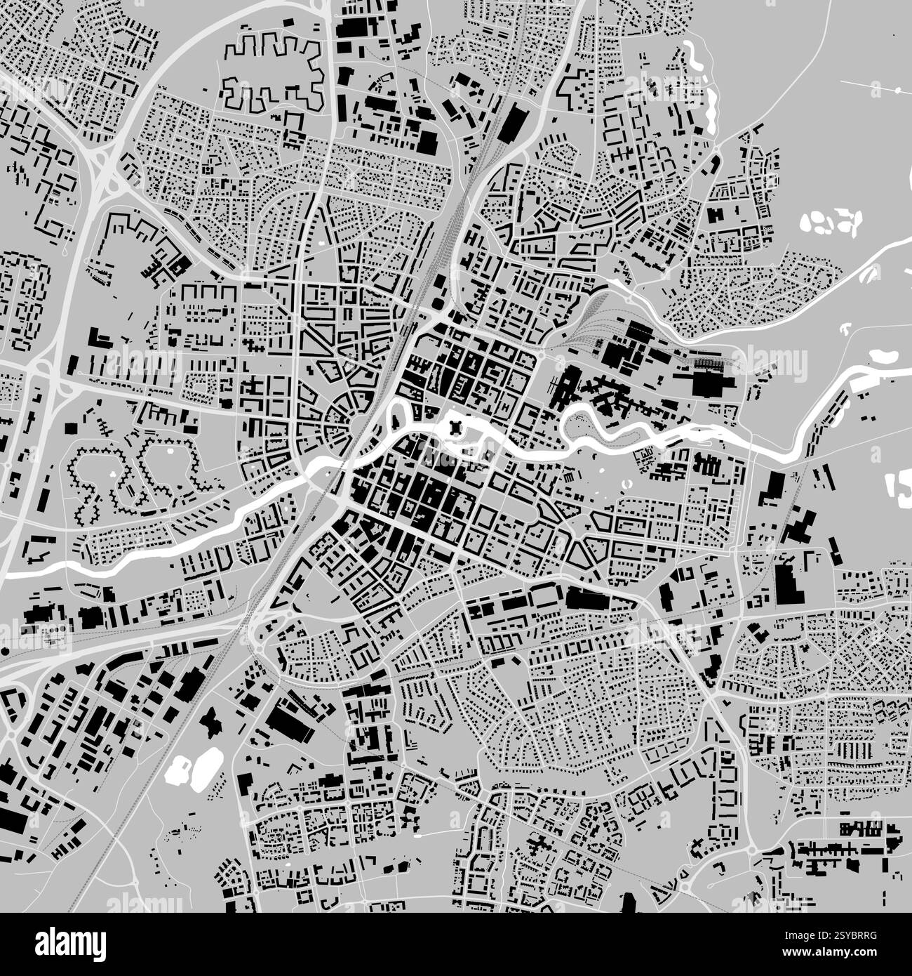 Map of Orebro, Sweden. Detailed city vector map, municipality area ...