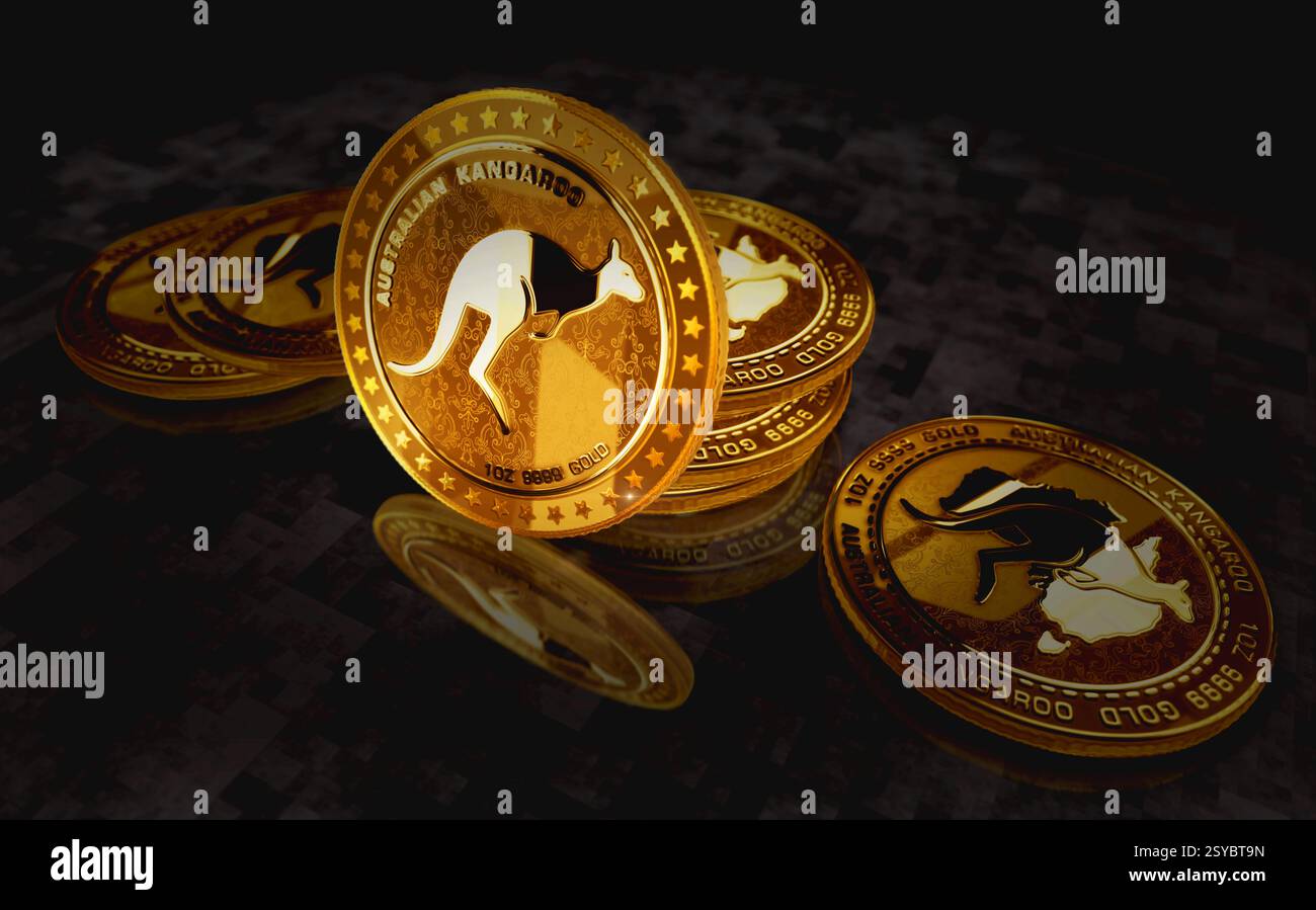 Kangaroo Australia bullion gold coin on green screen background ...