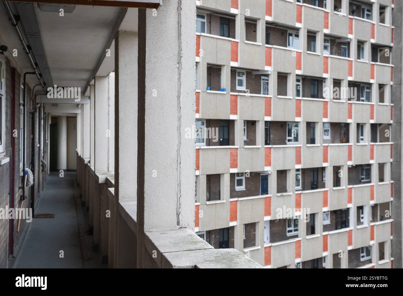 Communal corridor of the tower block George Loveless House on the ...