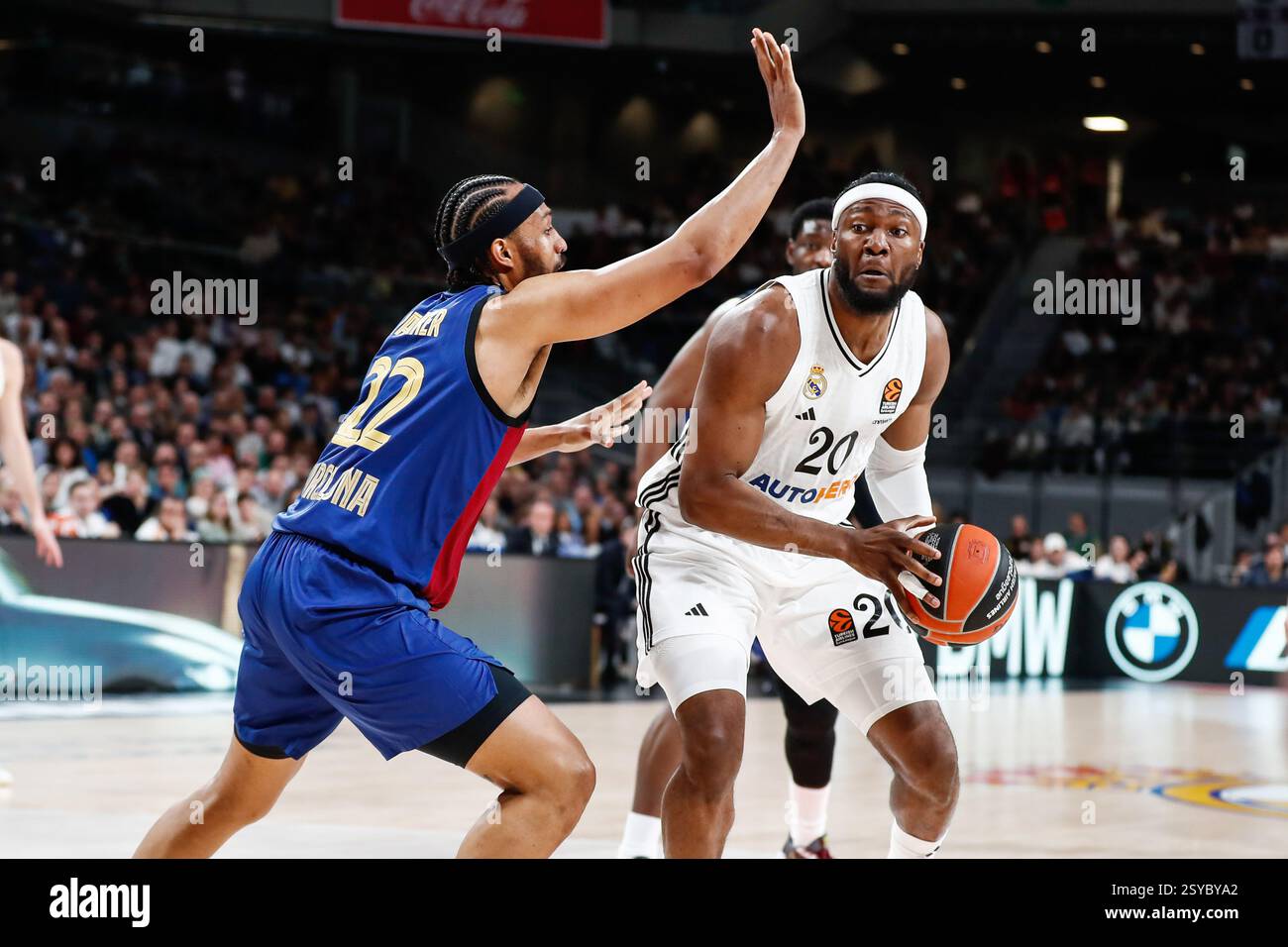 Bruno Fernando of Real Madrid and Jabari Parker of FC Barcelona during ...