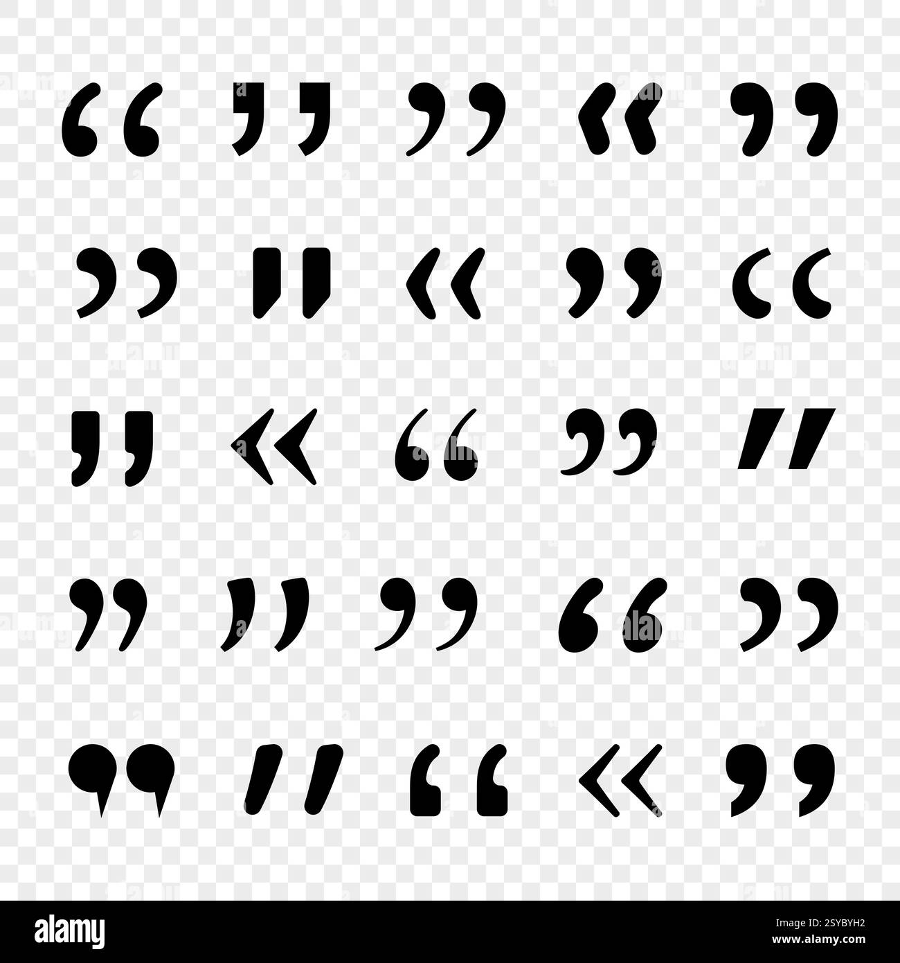 Set of quote mark, quotation marks black isolated Stock Vector Image ...