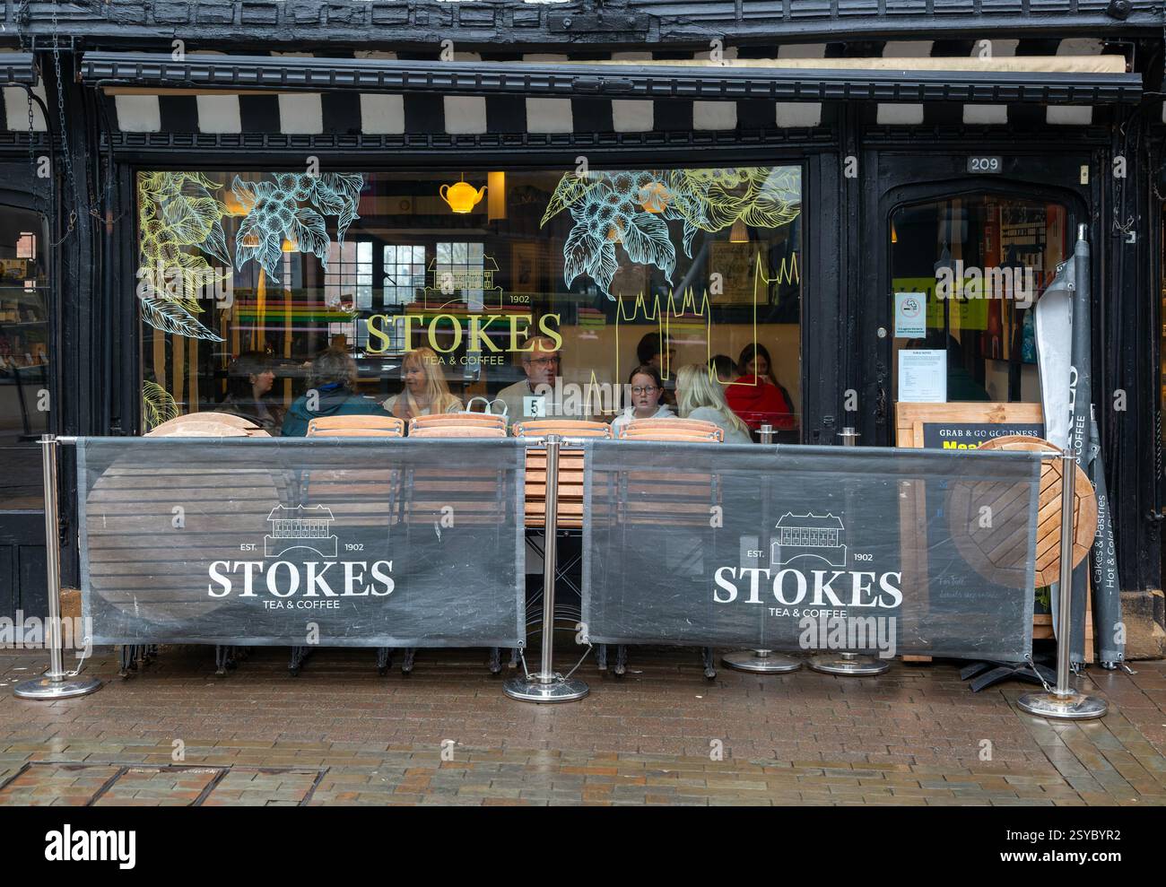 High Bridge Café in historic timber framed building, High Street, city ...