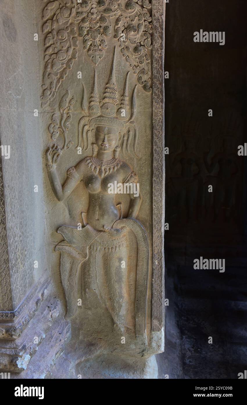 Angkor Wat Khmer Venus Wall Relief Stock Photo - Alamy