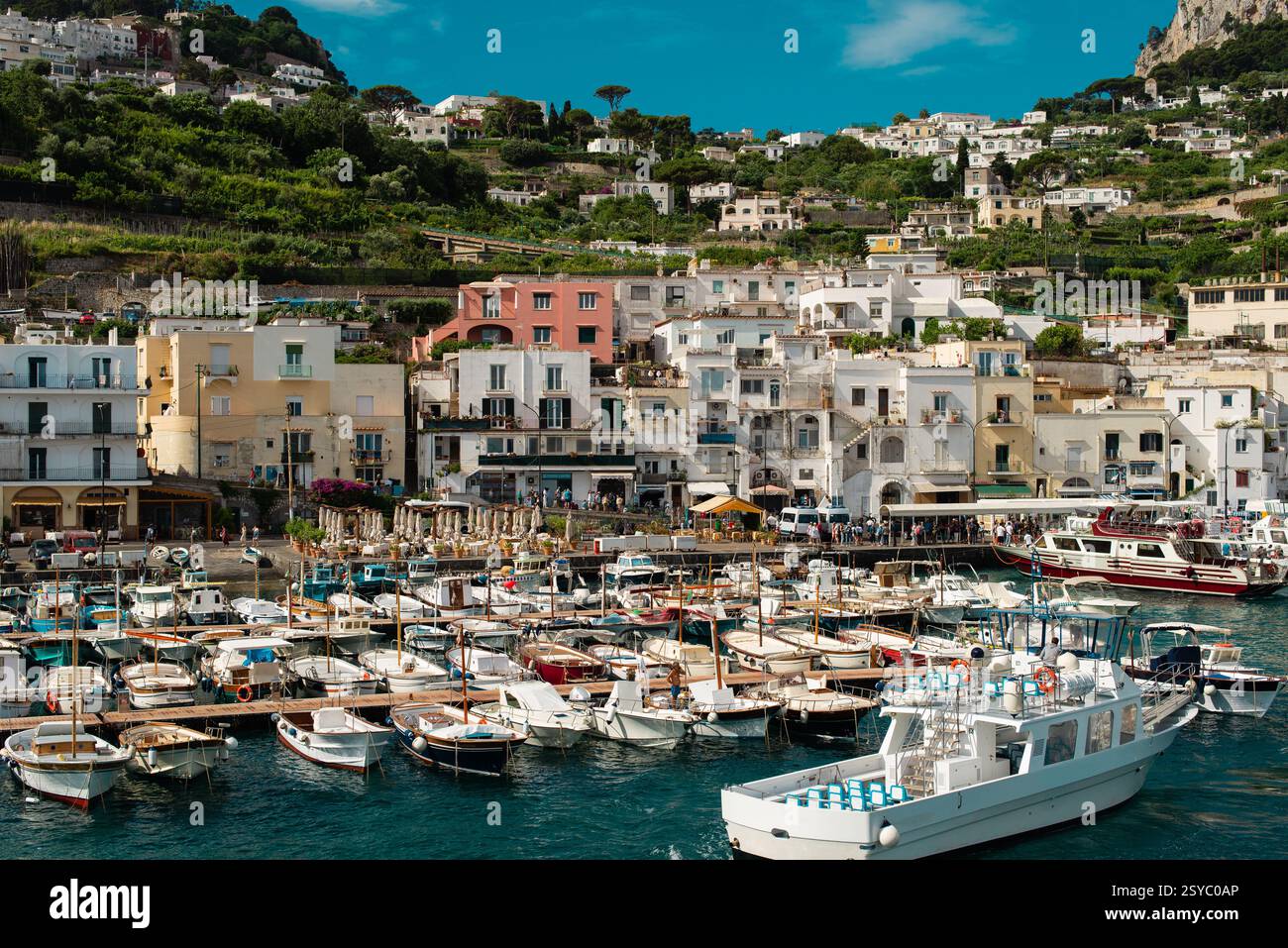 small port in Capri island with cute boats Stock Photo - Alamy