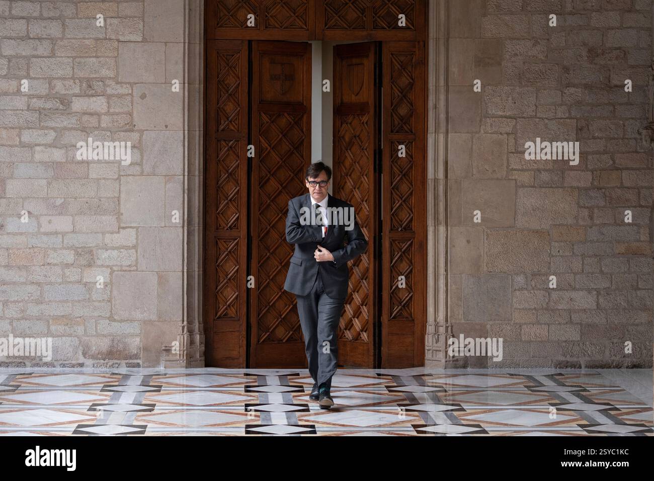 The President of the Generalitat, Salvador Illa, on his arrival at the ...