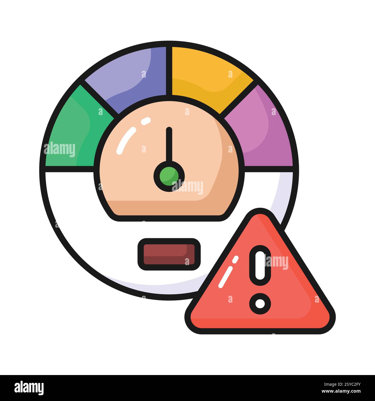 Speedometer with exclamation mark depicting speed limit vector design ...