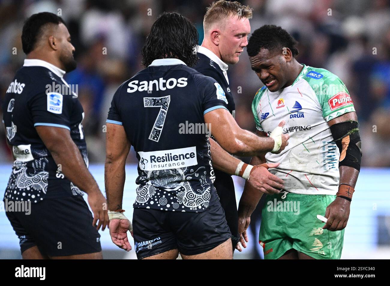 Sydney, Australia. 28th Feb, 2025. Inia Tabuavou of the Drua is ...