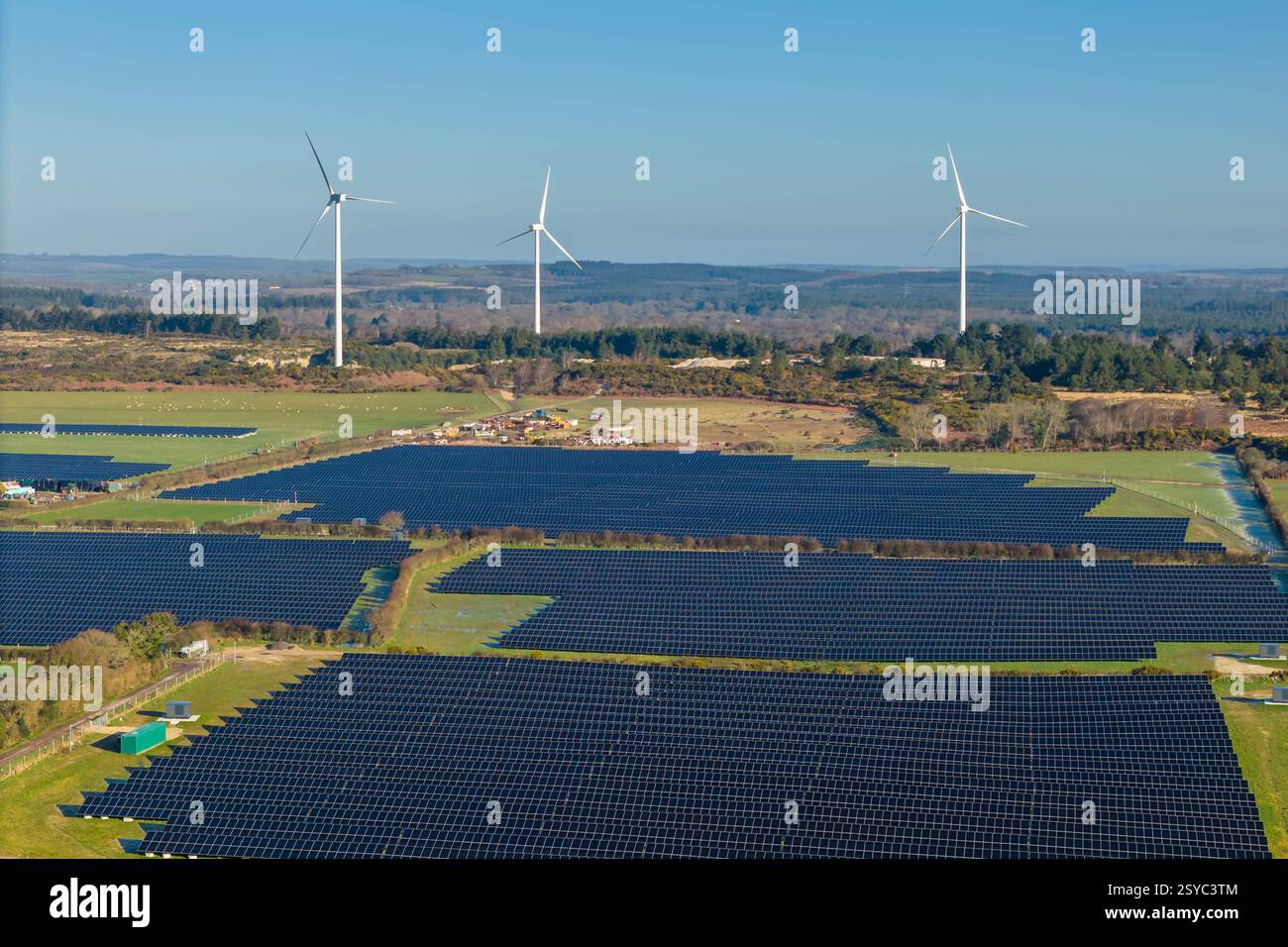 East Stoke, Dorset, UK. 28th February 2025. UK Weather. Aerial view of ...