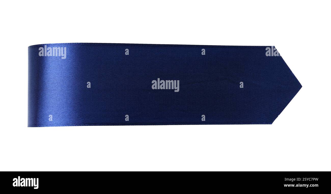 Blue ribbon bookmark isolated on white, top view Stock Photo - Alamy