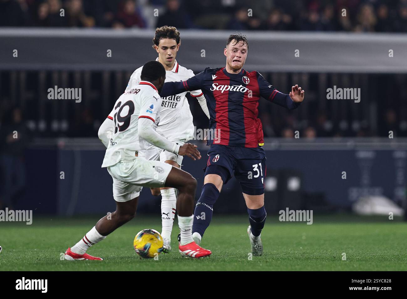 Bologna Italy. 26/02/2025, Sam Beukema (Bologna)Youssouf Fofana (Milan ...