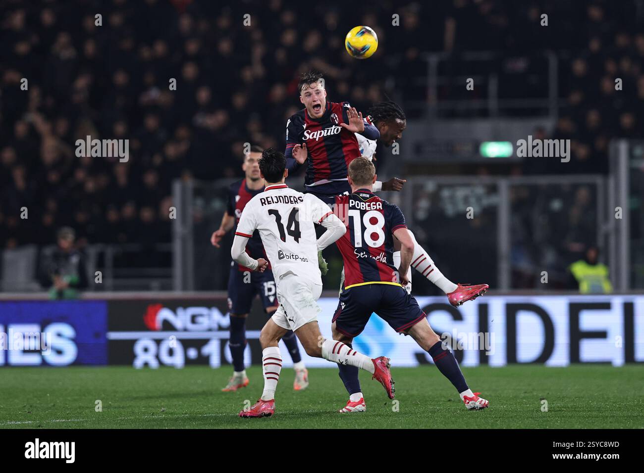 Bologna Italy. 26/02/2025, Tammy Abraham (Milan)Sam Beukema (Bologna ...