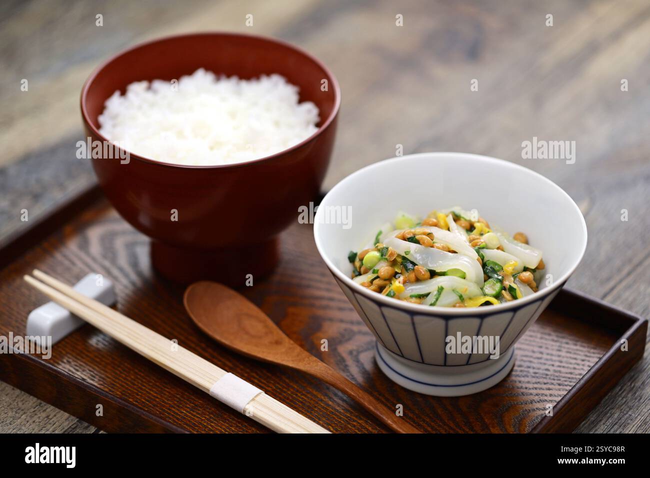 Ika-natto is a Japanese dish made by mixing squid sashimi with natto ...