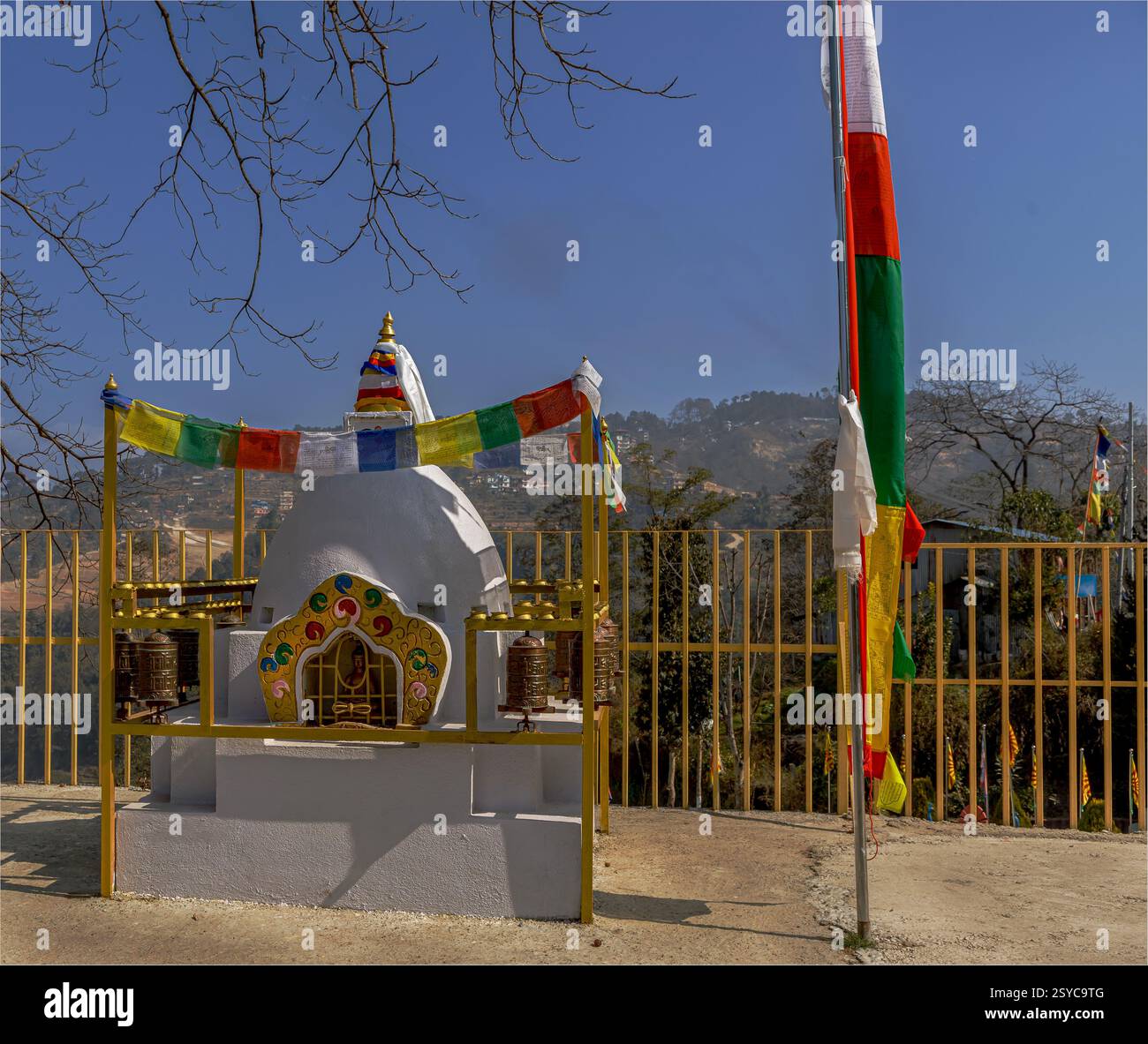 Sarangat, Nepal - February 10th 2025 - A Nepalese Stupa with Tibetan ...