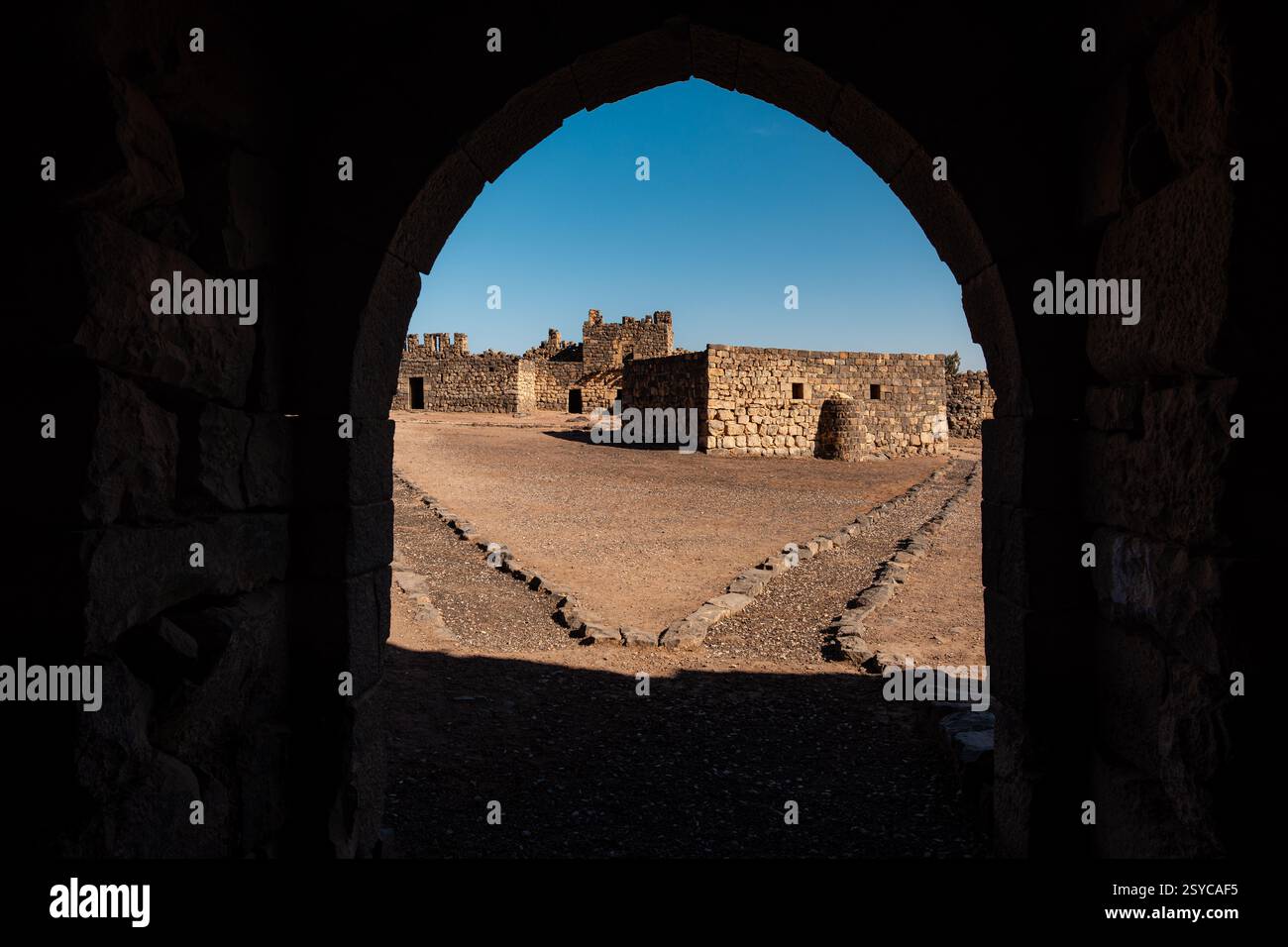 Lawrence of Arabia desert castle of Qasr al-Azraq, Jordan Stock Photo ...