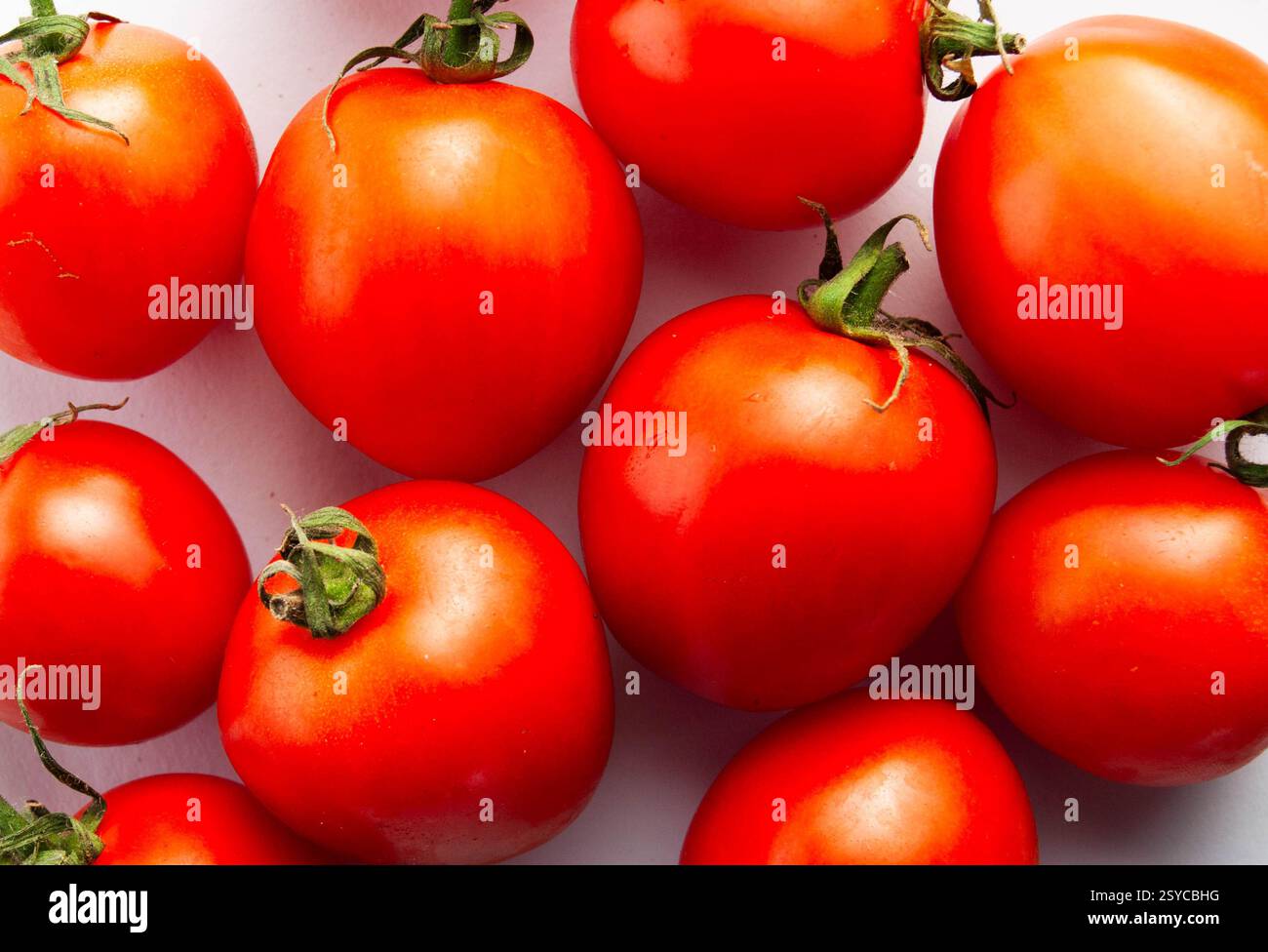Juicy and healthy tomatoes with a glossy surface, reflecting light and ...