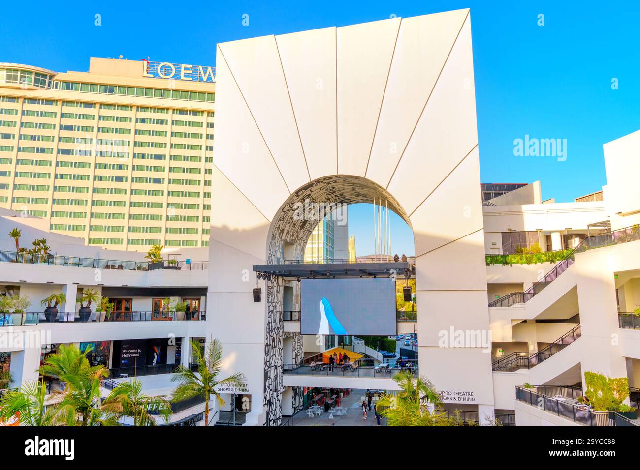 Los Angeles, California - January 8, 2025: View of the archway at ...