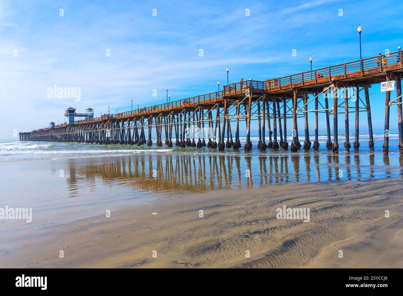 Oceanside, California - December 26, 2024: Oceanside Pier is mirrored ...