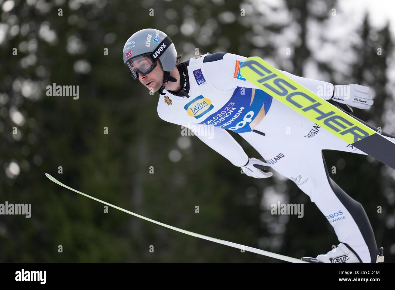 Jarl Magnus Riiber of Norway competes in the Nordic Combined Mixed Team ...
