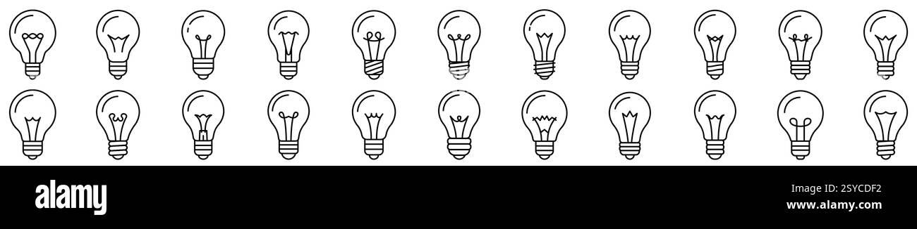 Light bulb icon. Editable stroke. Set of black linear icons of light ...