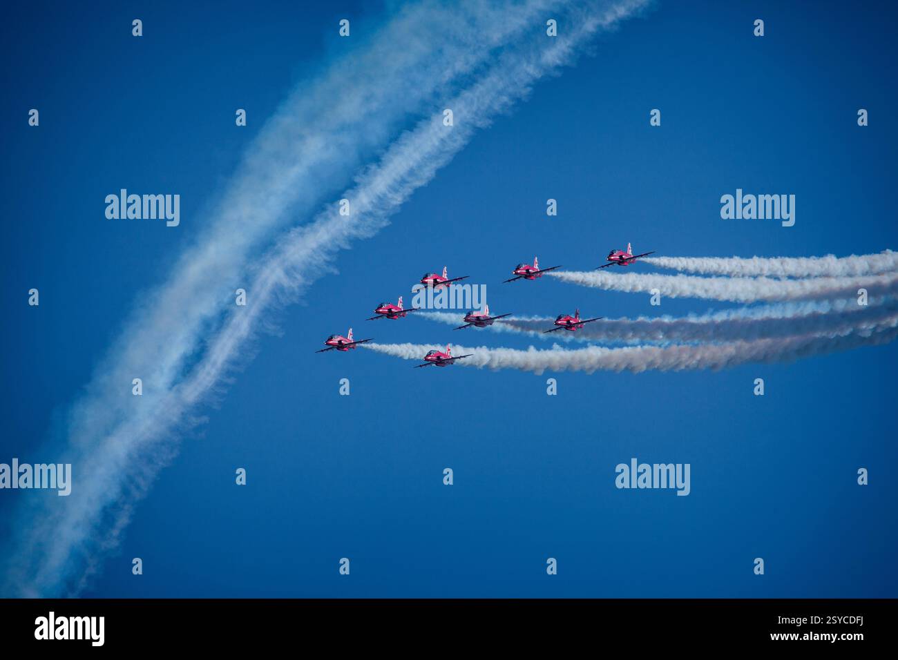 GB - DEVON: RAF Red Arrows display at the English Riviera Airshow Stock ...