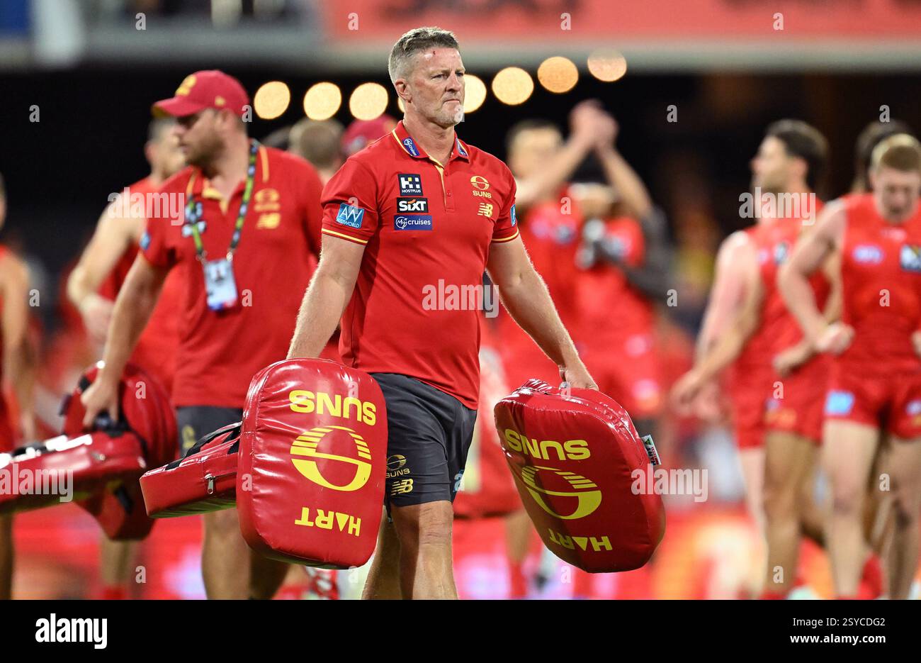 Gold Coast, Australia. 28th Feb, 2025. Suns coach Damien Hardwick during the Community Series ...