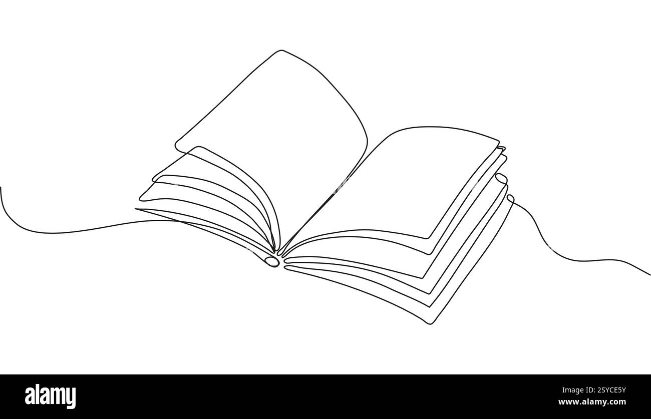 Minimalist continuous one line drawing of an open book, symbolizing ...