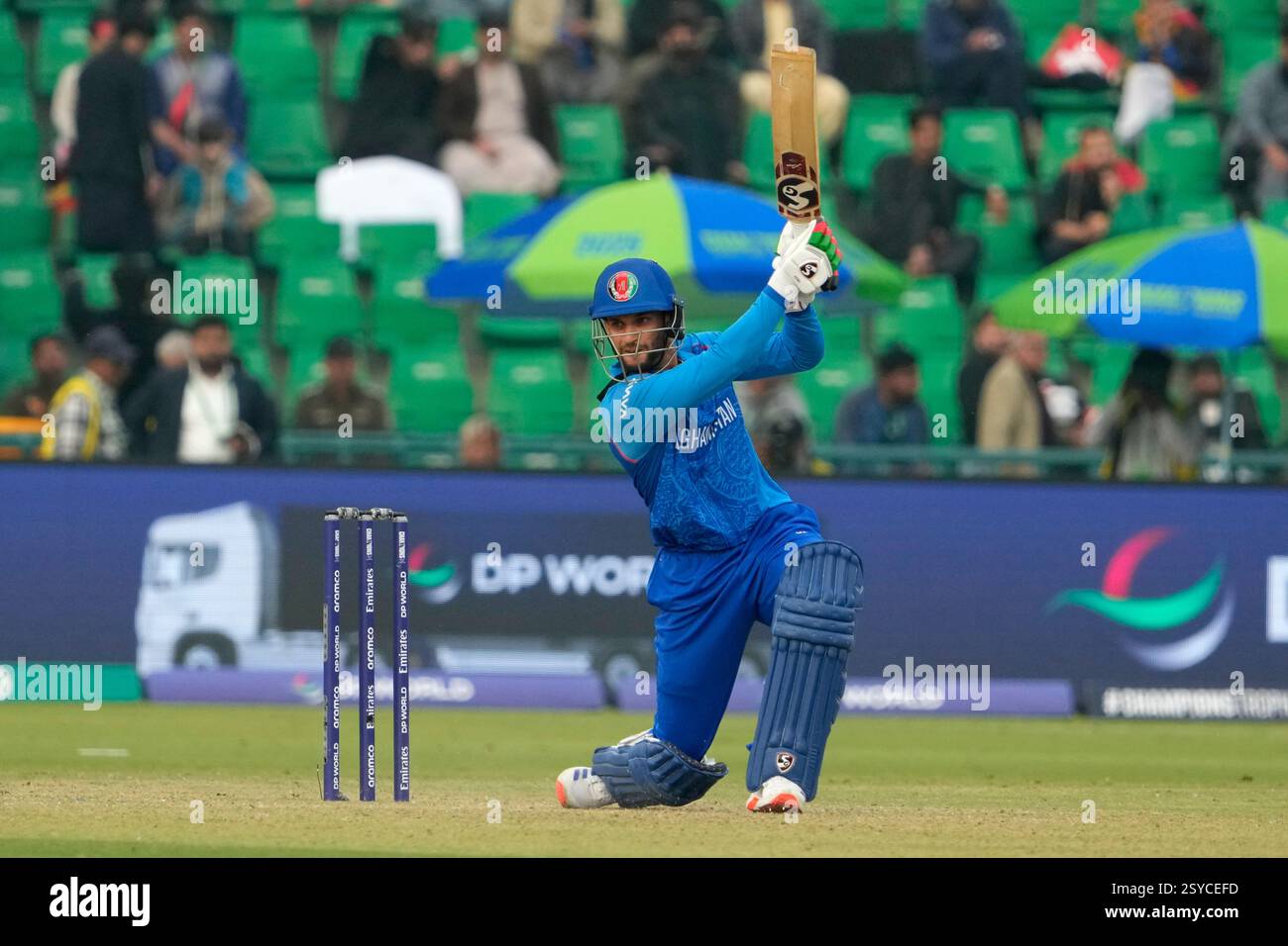 Afghanistan's Azmatullah Omarzai bats during the ICC Champions Trophy ...