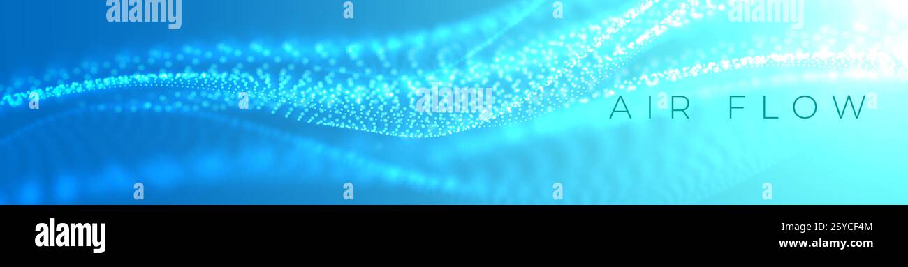 Air waves with depth of field. Particle stream of clean fresh air. Air ...