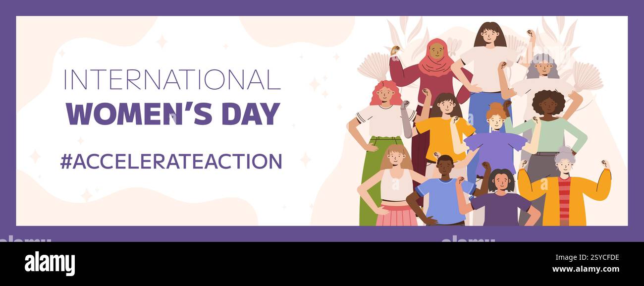 IWD 2025 An inspiring illustration of diverse women standing together, symbolizing empowerment ...